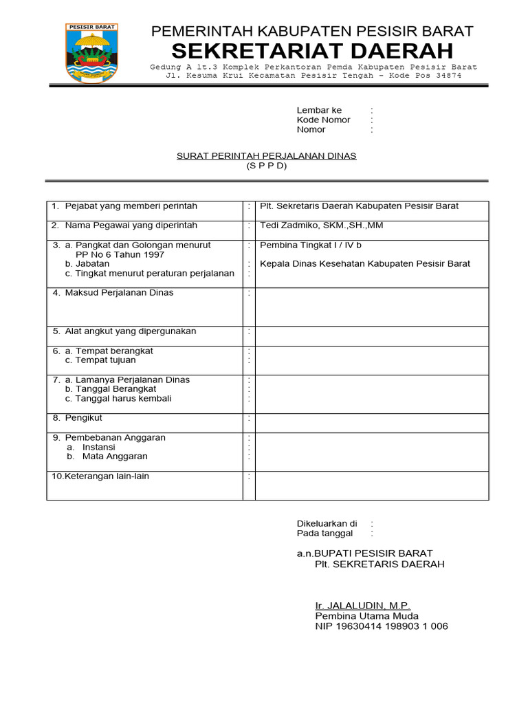 Format SPPD Setda Baru | PDF