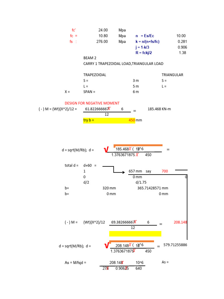 Trapezoidal Beam Design Calculations | PDF