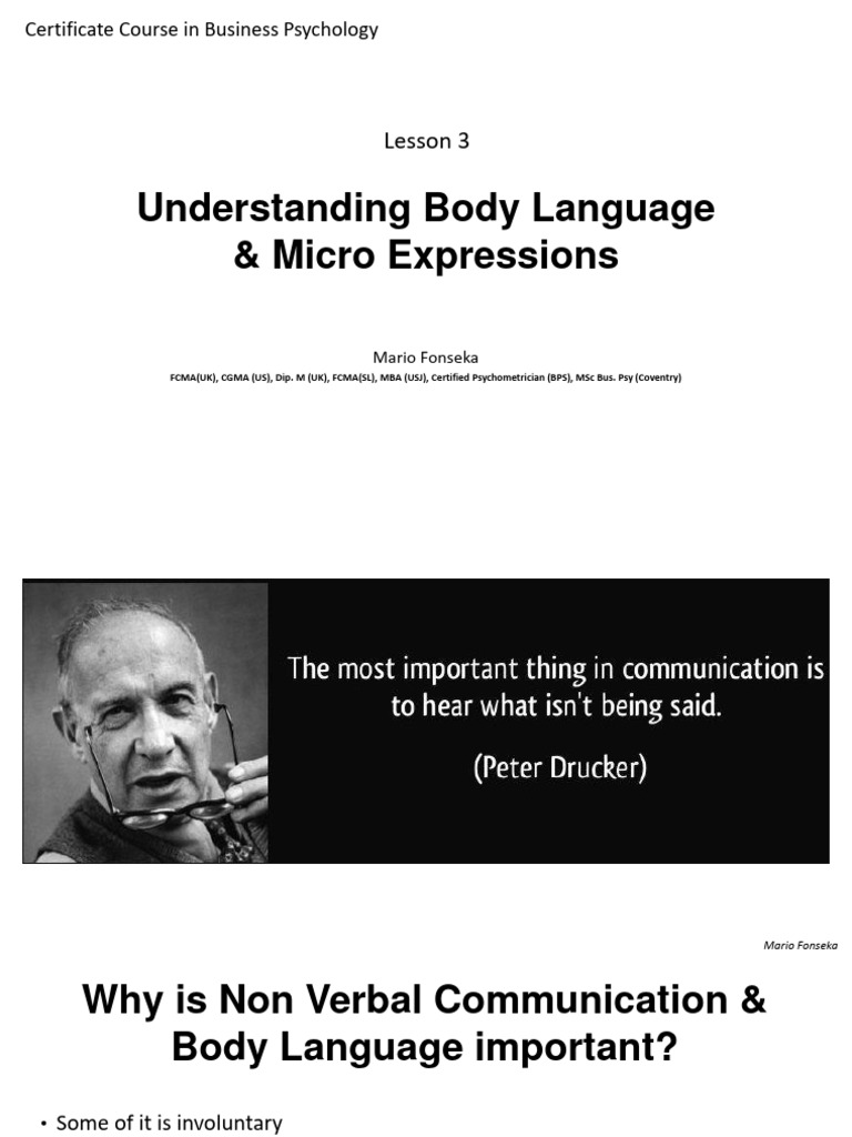 3 - PPT - Understanding Body Language & Micro Expressions | PDF | Body ...