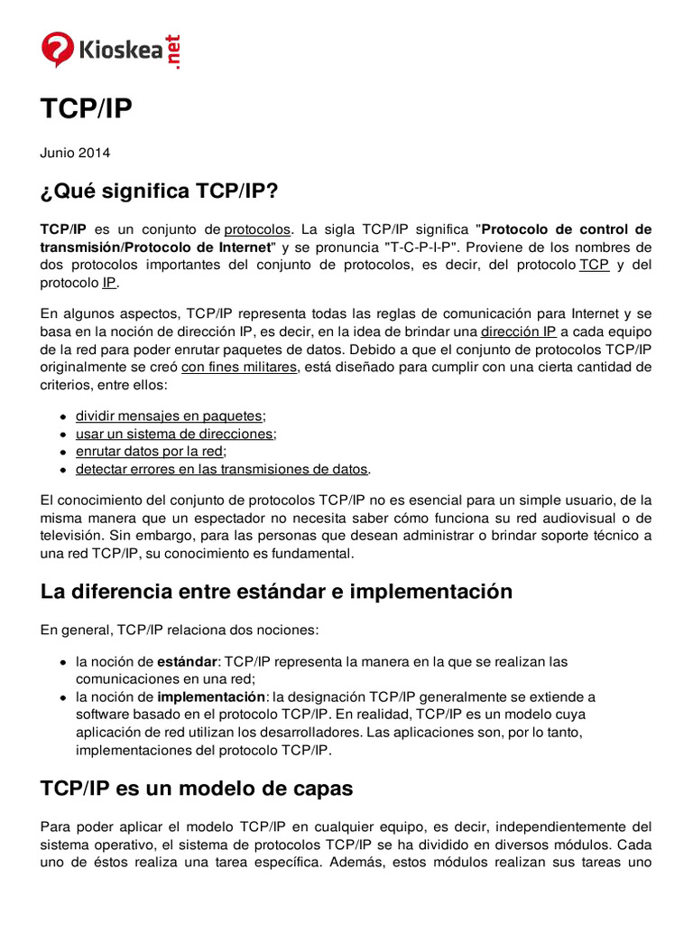 TCP IP Que Significa TCP IP | PDF | Modelo osi | Red de computadoras