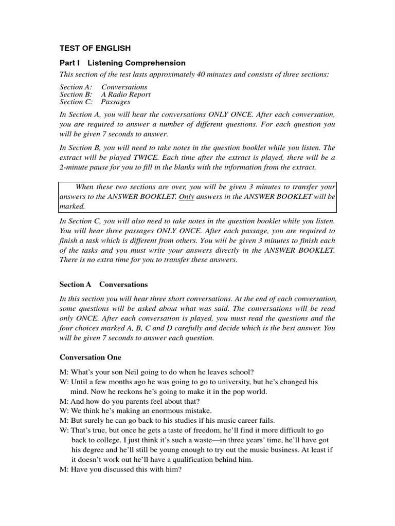 Ast Syllabus English Sample Test Paper Listening Script | PDF | Cycle Sport