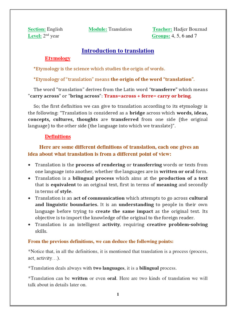 Introduction to Translation Concepts | PDF | Translations | Science