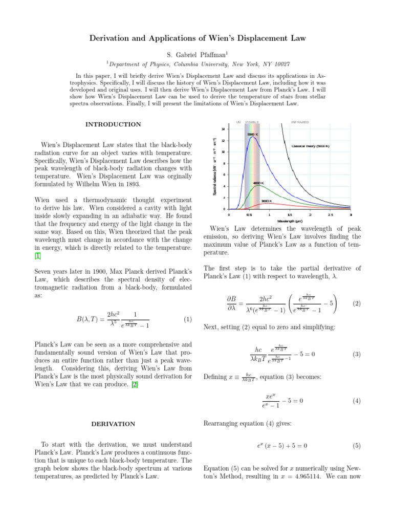 Wien’s Displacement Law Derivation | PDF | Electromagnetism | Atomic