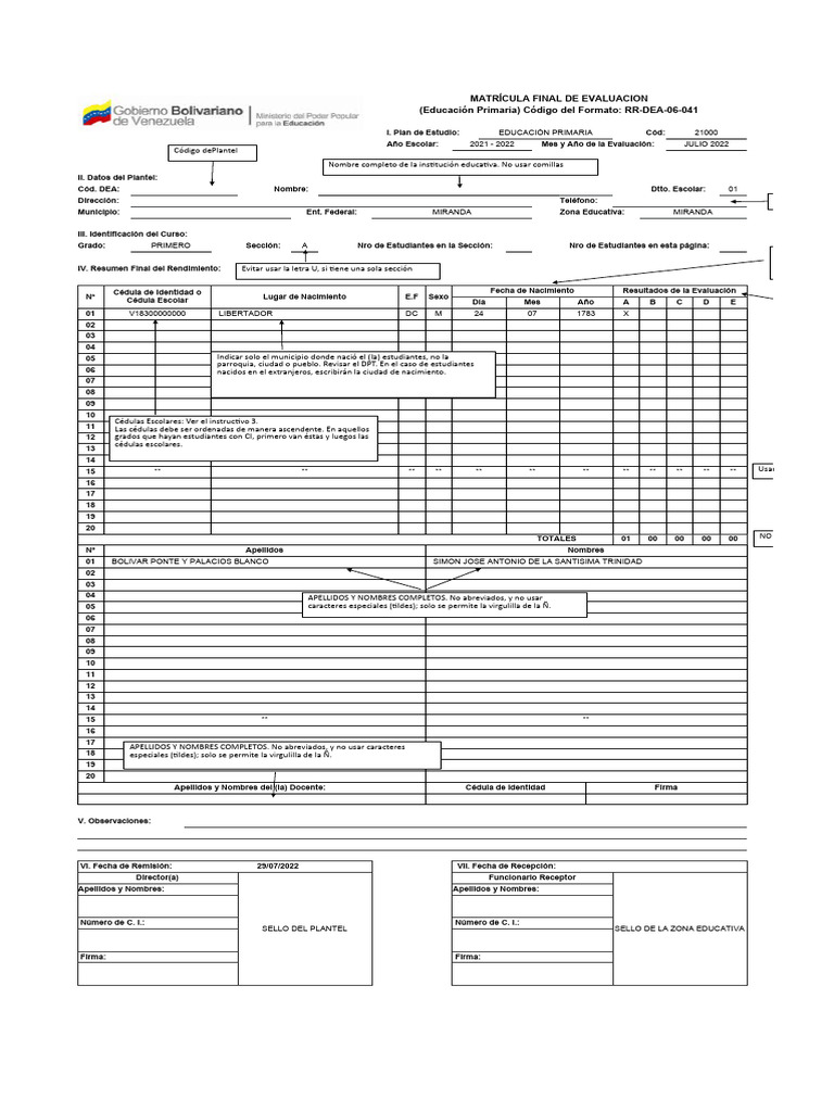 Ejemplo de Llenado Ep | PDF