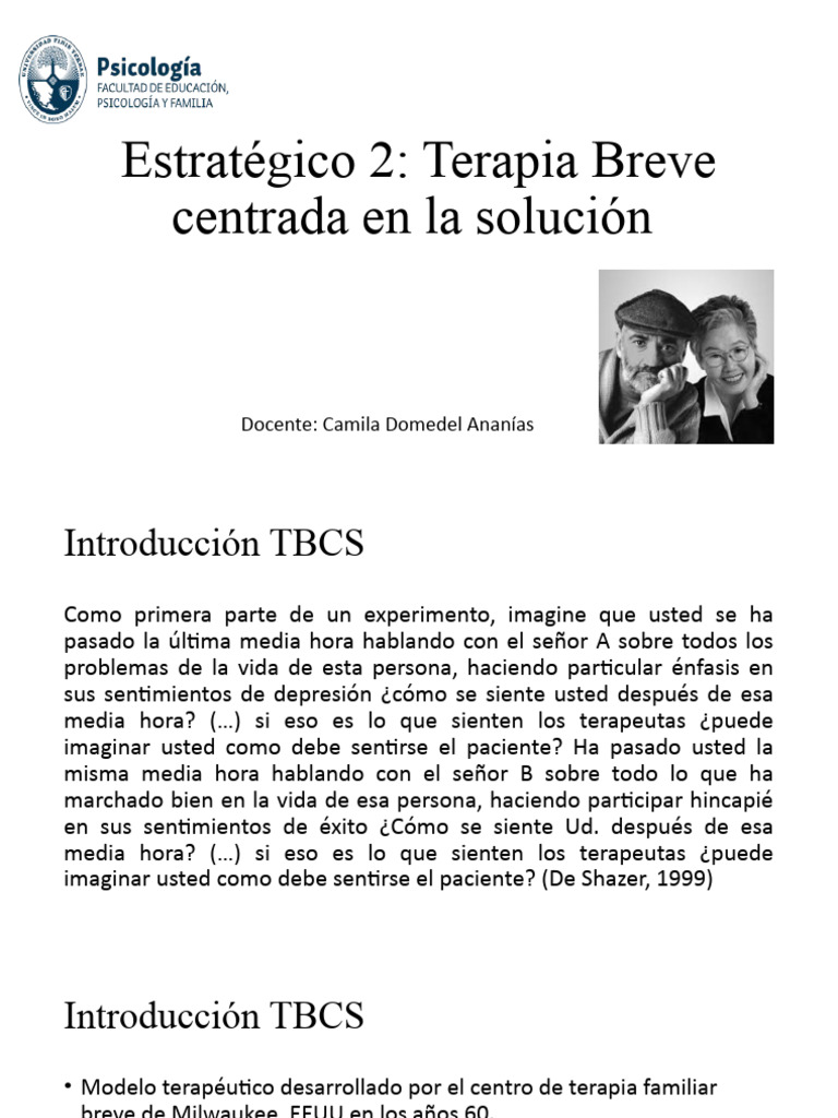 Estrategico 2 TBCS Centrado en Solucion | PDF | Psicoterapia | Medicina CLINICA