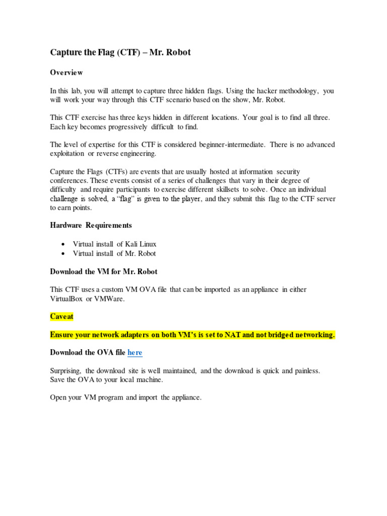 Lab - CTF - MrRobot | PDF | Virtual Machine | Word Press