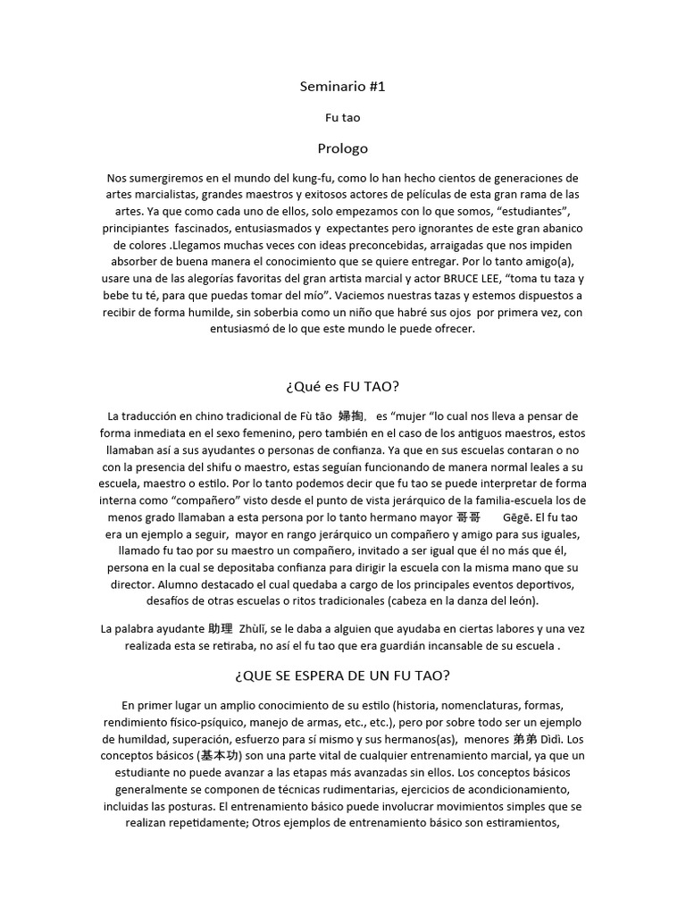 Introducción al Kung-Fu y Fu Tao | PDF | Monasterio Shaolin | Artes ...