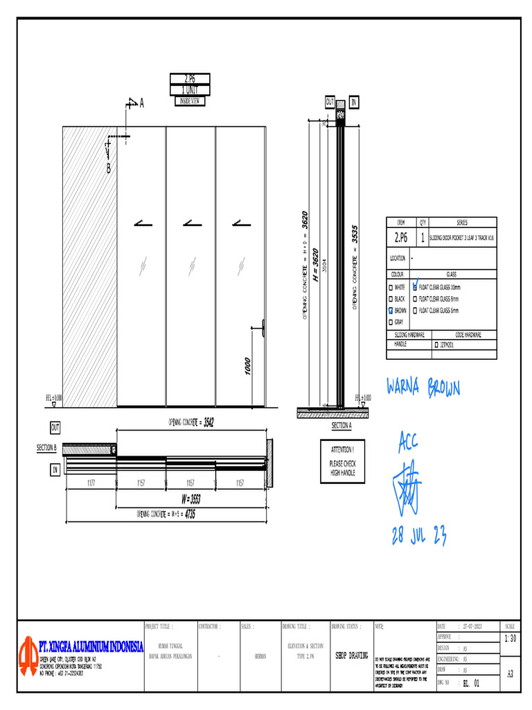Shop Drawing Pintu Sliding Slim | PDF