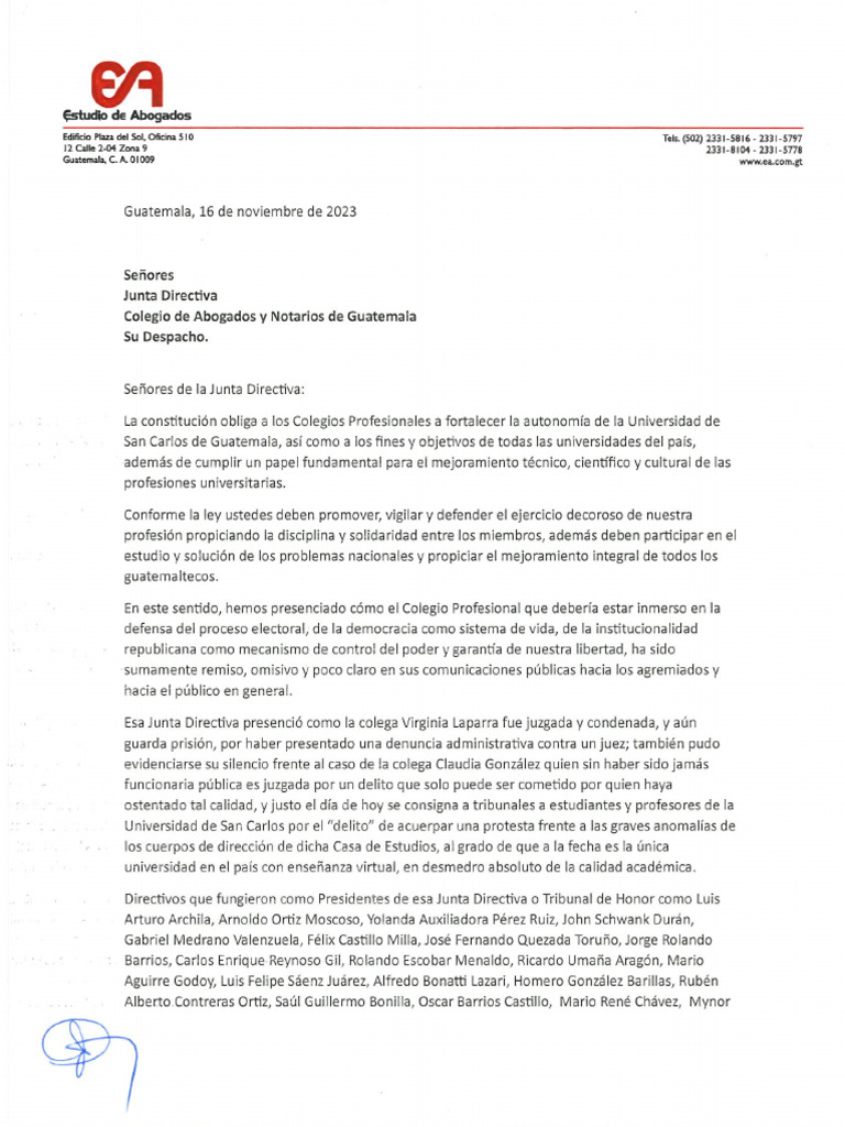 Carta Junta Directiva CANG | PDF