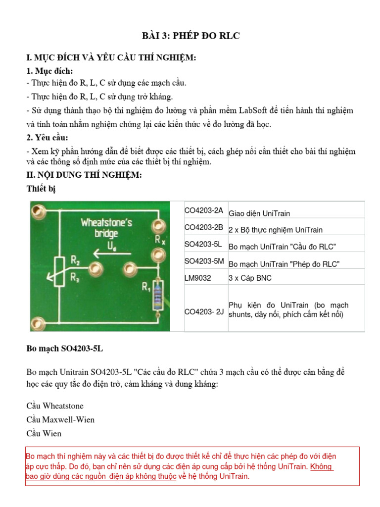 Tai Lieu HD - Mon TN Do Luong - Cam Bien - Bai 3 | PDF