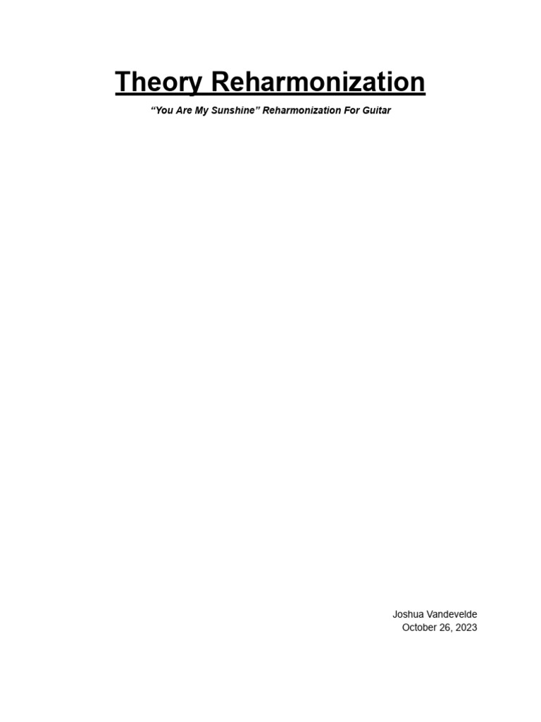 You Are My Sunshine Vandevelde Reharm | PDF