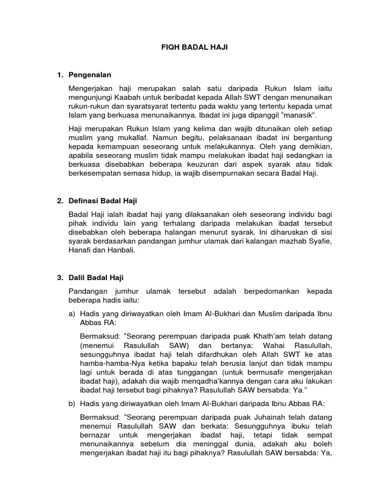 Fiqh Badal Haji | PDF