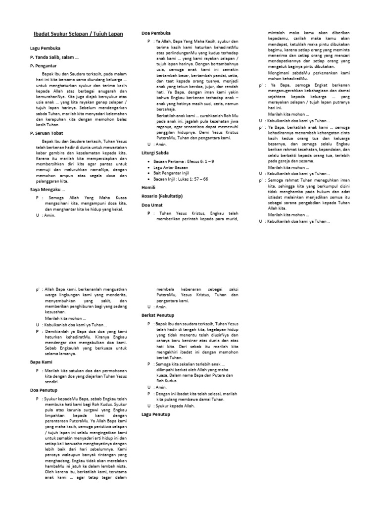 Ibadat Selapan (Katolik) | PDF