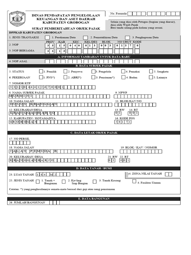 Formulir SPOP Dan LSPOP | PDF