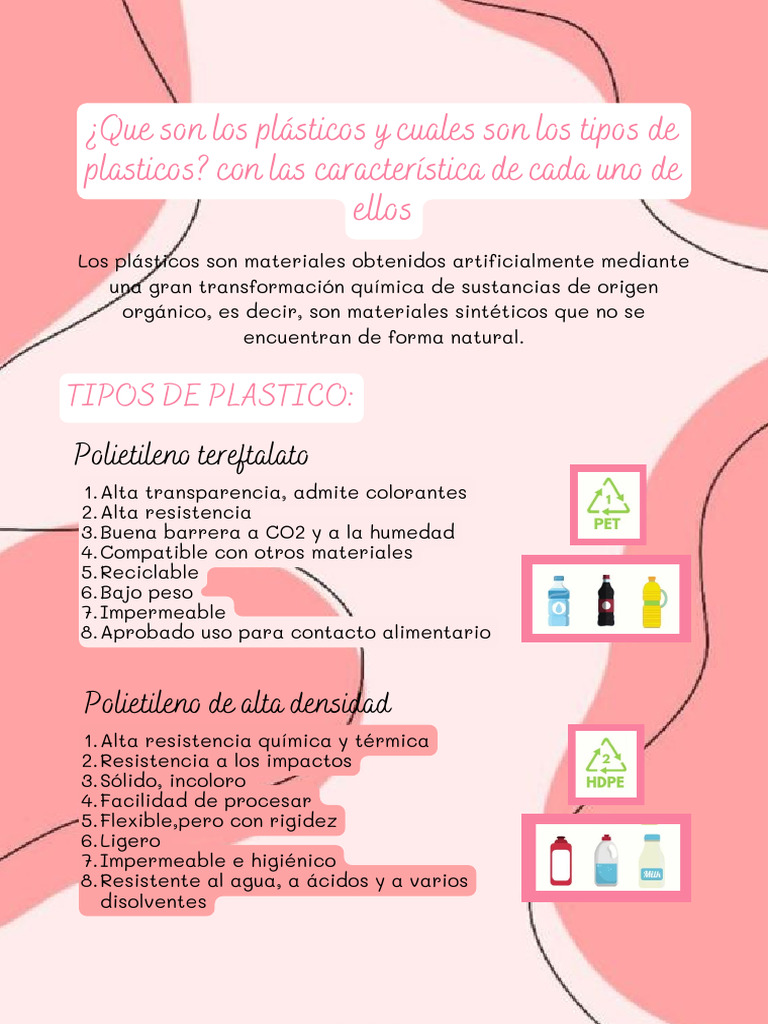 Que son los plásticos y cuales son los tipos de plasticos, de las característica de cada uno de ...