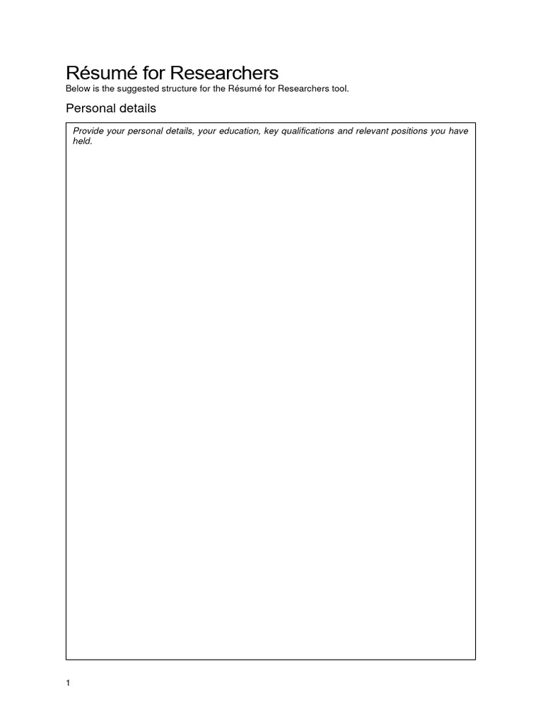 Resume For Researchers Template | PDF | Policy | Cognition