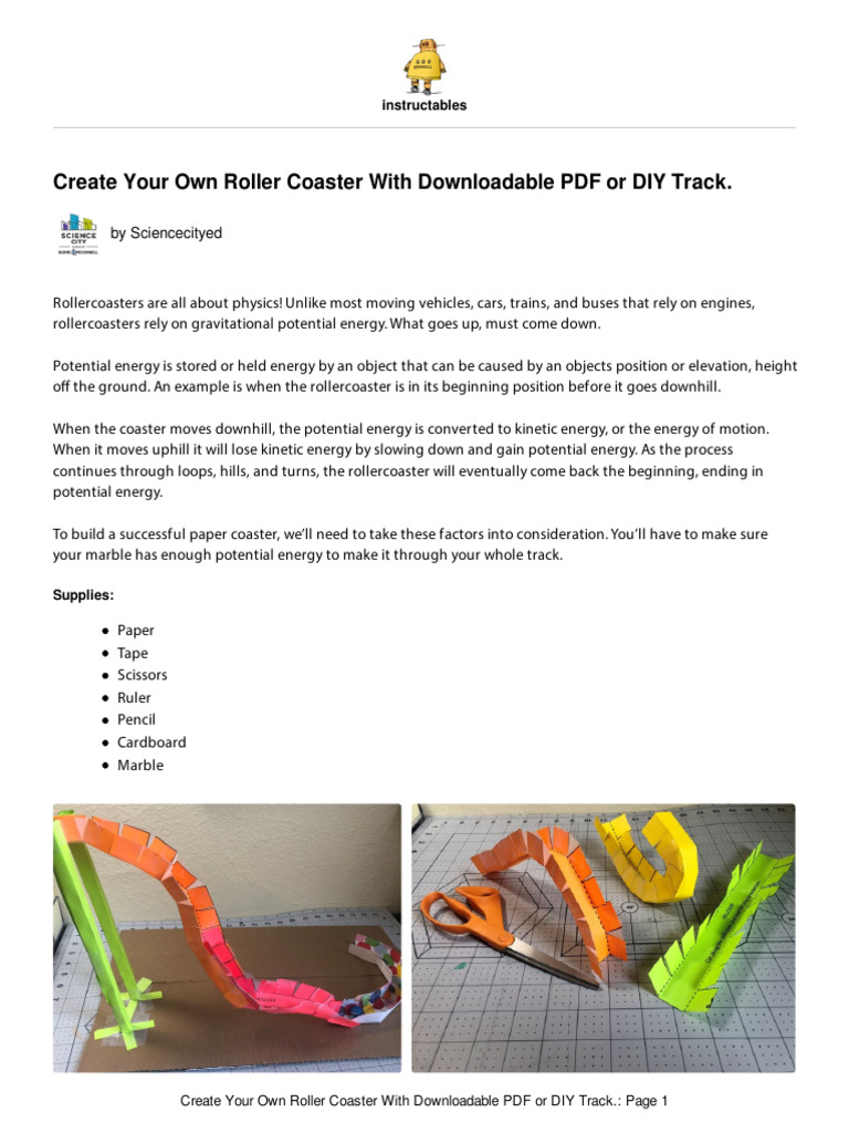 DIY Paper Roller Coaster Guide | PDF | Potential Energy