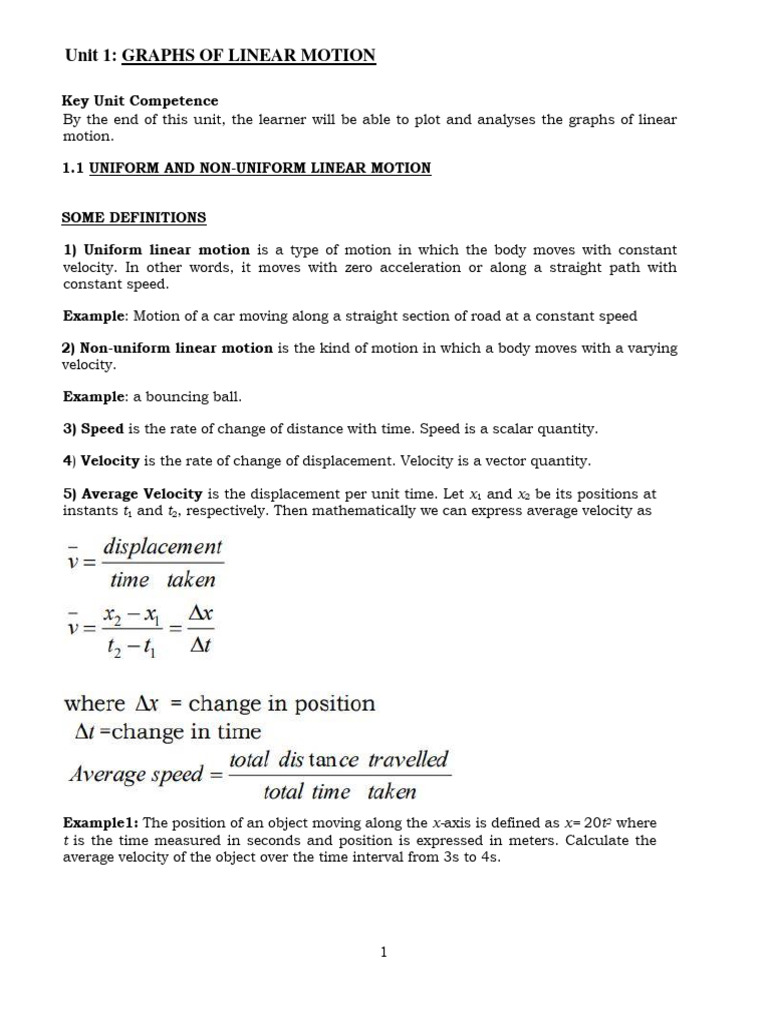 Unit 1 S3 | PDF | Velocity | Acceleration