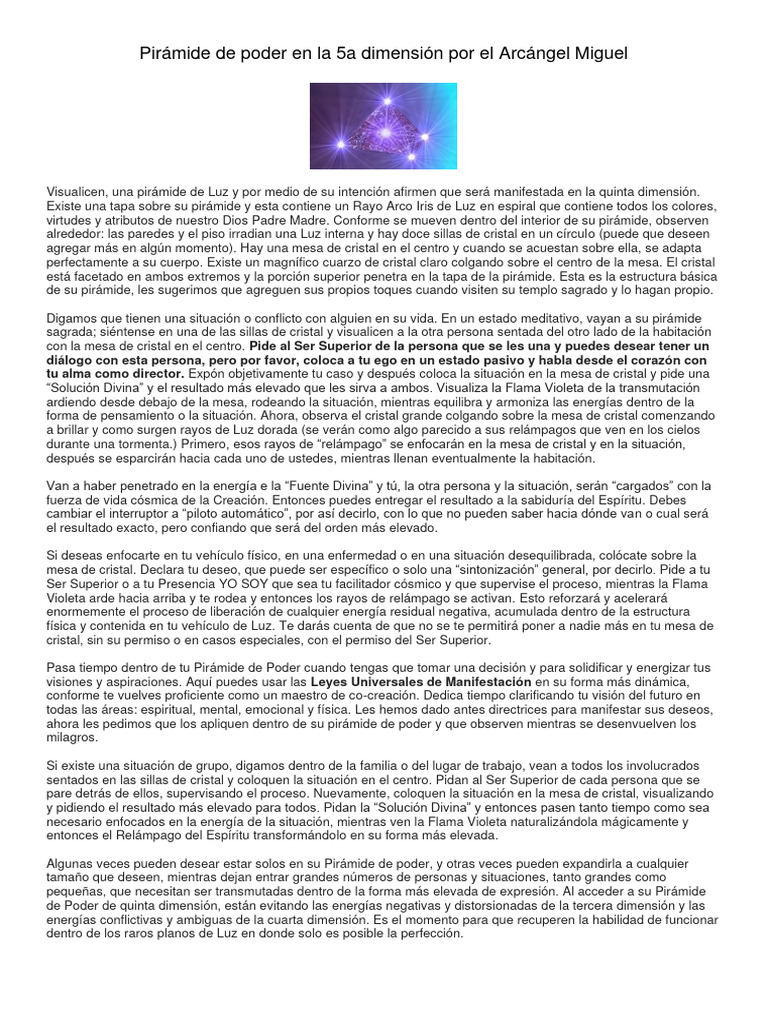 Pirámide de Poder en La Quinta Dimensión Por El Arcángel Miguel | PDF ...