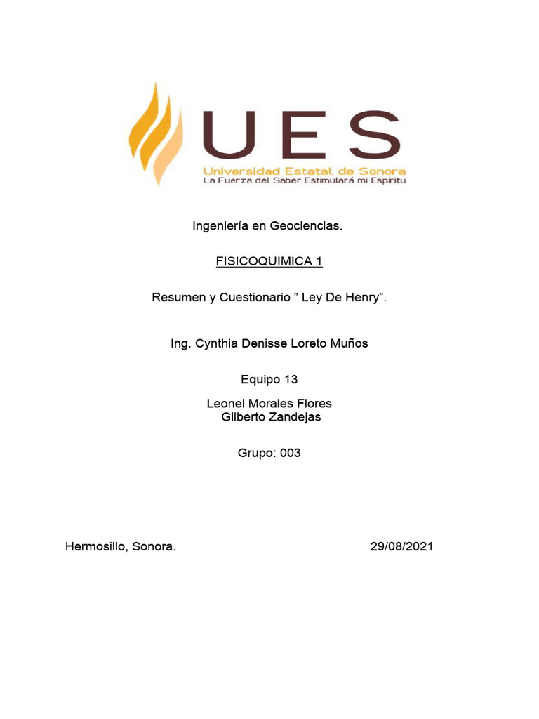 Ley de Henry | Descargar gratis PDF | Gases | Solubilidad