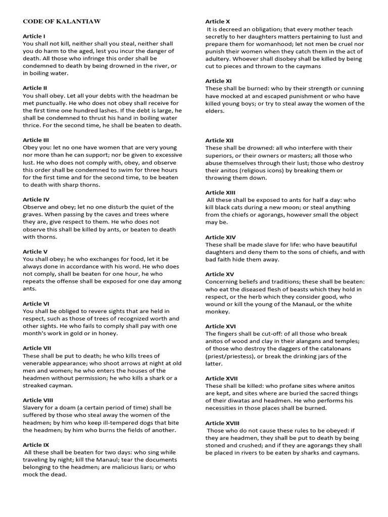 Code of Kalantiaw | PDF