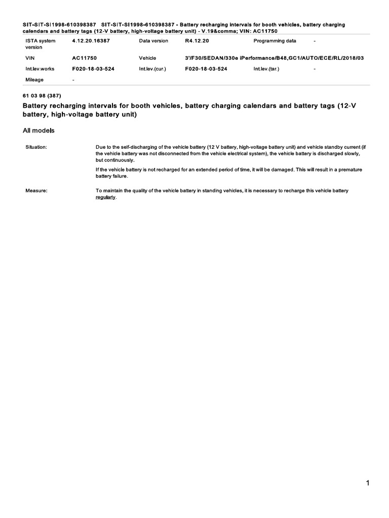 Info On Batt Charging Intervals PDF | PDF