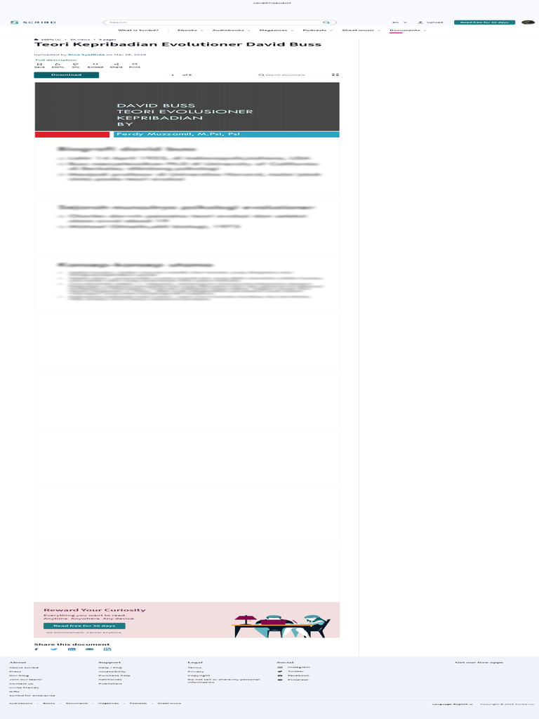 Teori Kepribadian Evolutioner David Buss - PDF | PDF