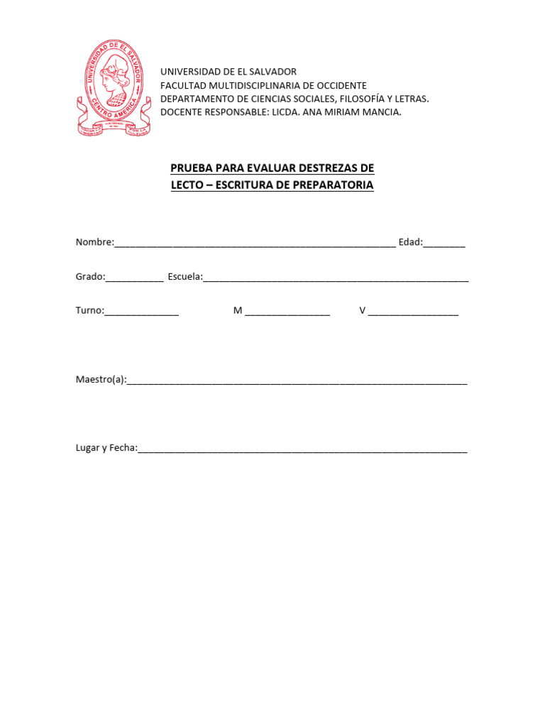 Pruebas para Evaluar Destrezas Preparatoria y Cuarto Grado | PDF