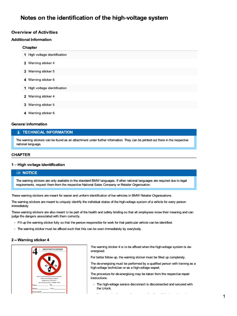 Notes On HV System Identification and Warning Labels | PDF