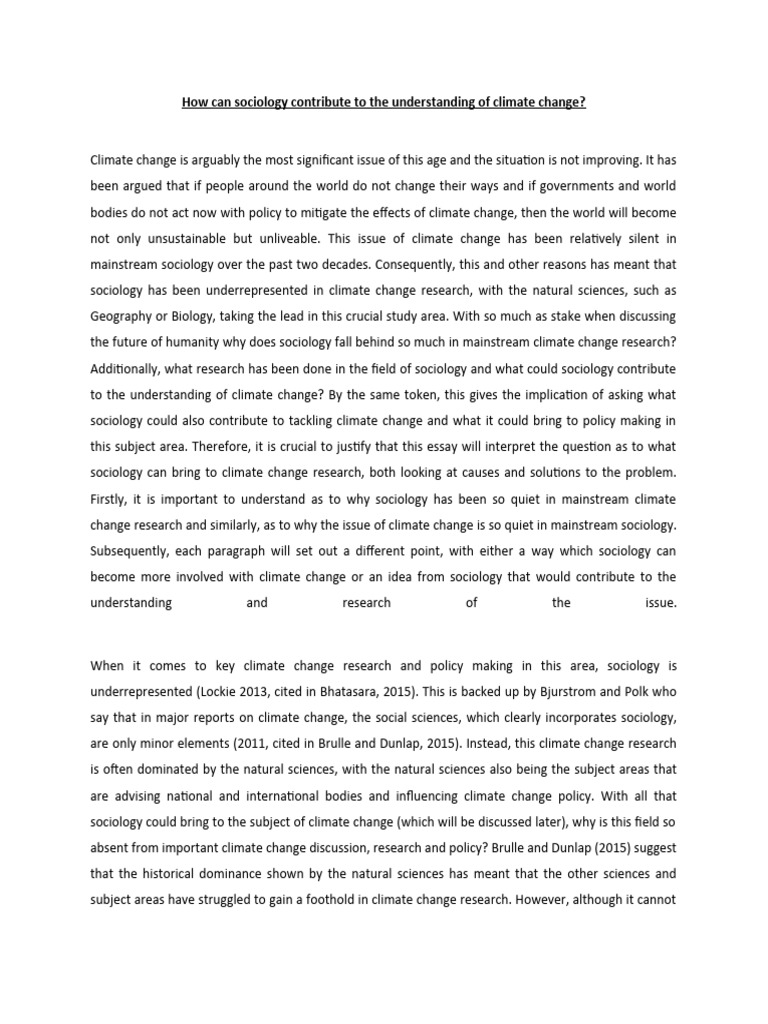 Assignment Sample Sociology and Climate Change 2 | PDF | Sociology ...