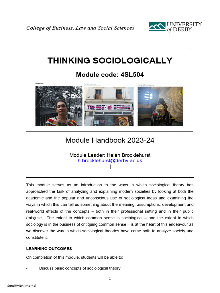 2023-24 Thinking Sociologically Module Handbook. Draft Version 260923 ...