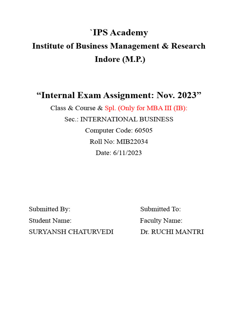 Mayank Sakhwar 60488 Assignment Ibf | PDF | World Bank | International Monetary Fund