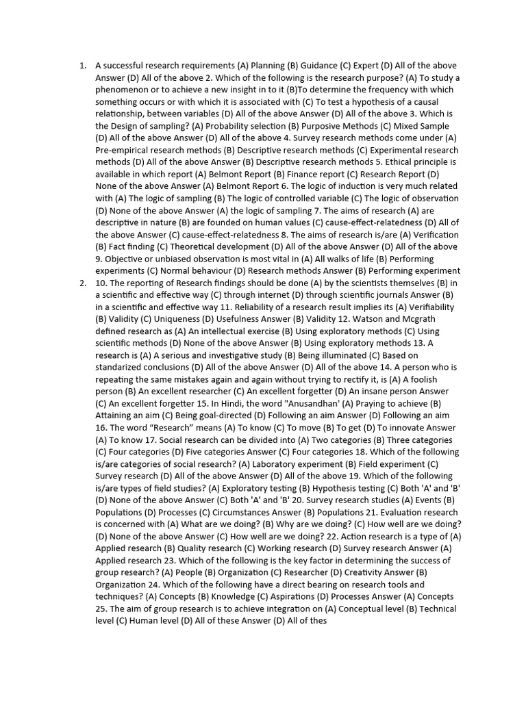 A Successful Research Requirements | PDF | Experiment | Sampling ...