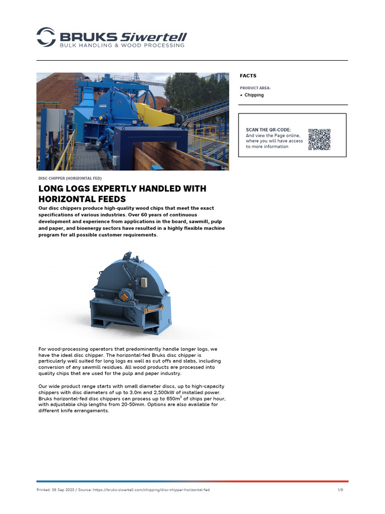 Bruks Siwertell-Disc Chipper Horizontal Fed | PDF | Knife | Paper