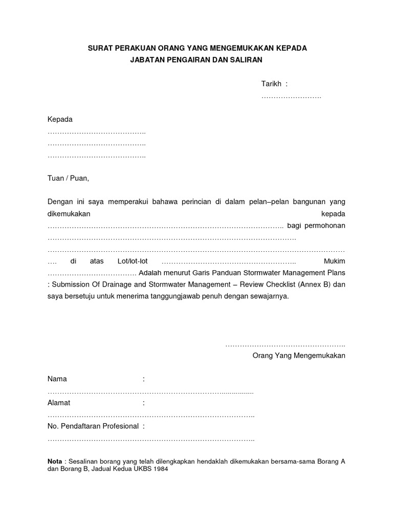 Surat Perakuan Pelan Bangunan Jps | PDF