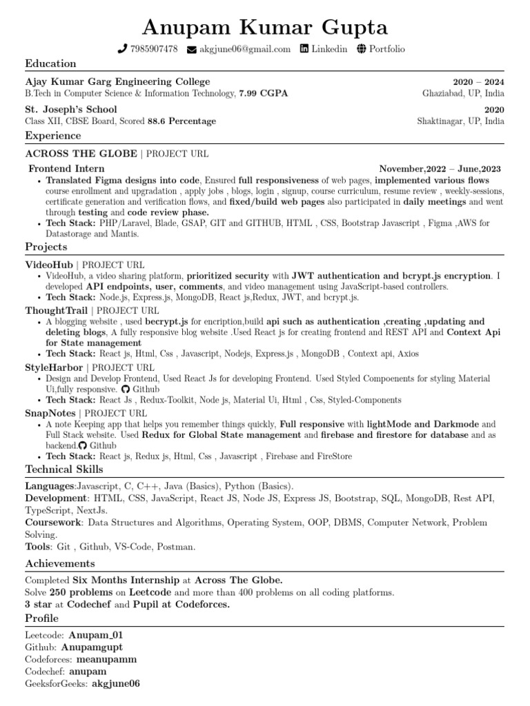 Anupam Kumar Gupta: Education | PDF | Java Script | Cyberspace