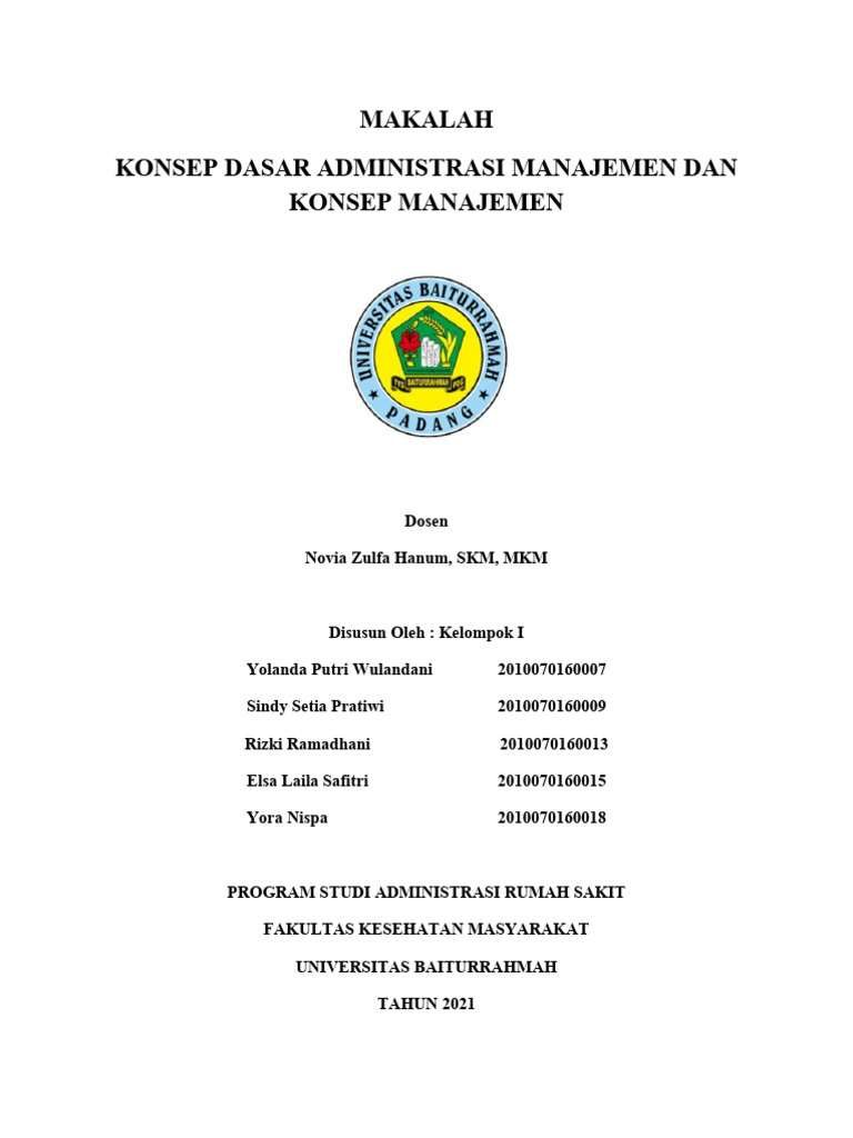Makalah Konsep Dasar Administrasi Manajemen Kel 1 | PDF | Karier & Perkembangan | Pengembangan Diri
