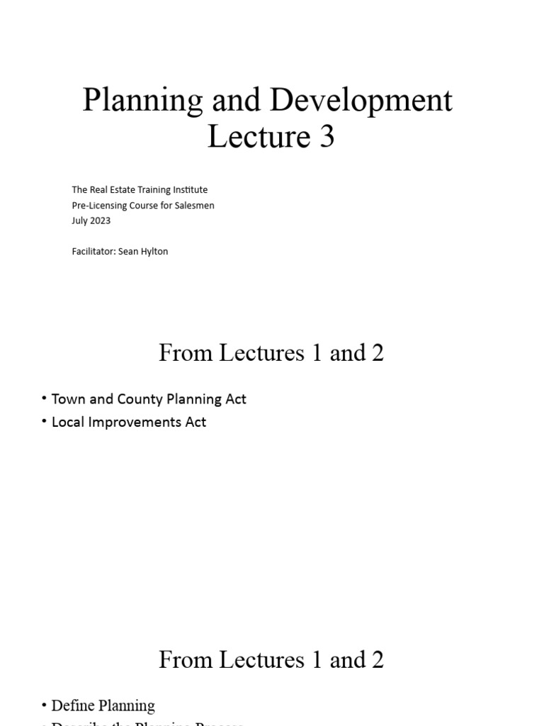Planning and Development - Lecture 3 - Prepared by Sean Hylton | PDF | Sustainability | Natural ...