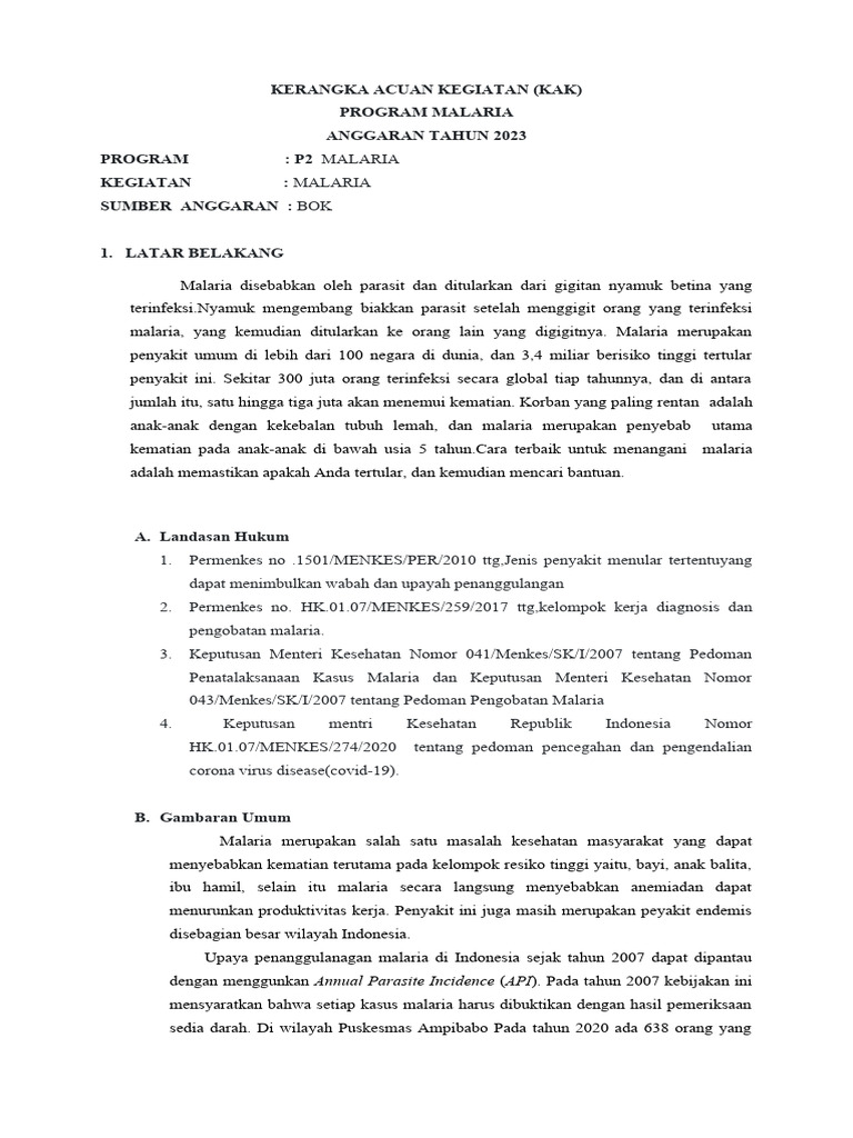 Kak Program Malaria 2023 | PDF