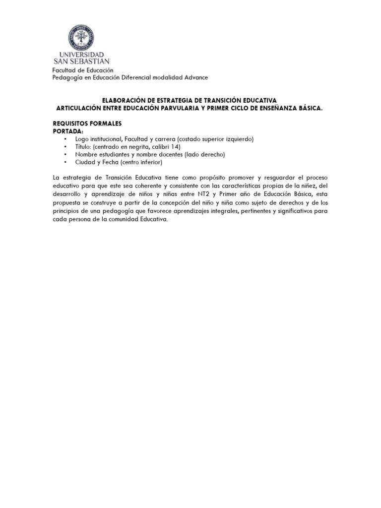 Pauta Estrategia de Transición Educativa | PDF | Educación de la ...