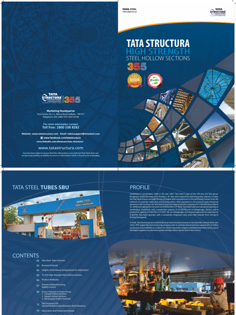 Tata Structura YSt 355 Steel Tubes Guide | PDF | Pipe (Fluid Conveyance ...