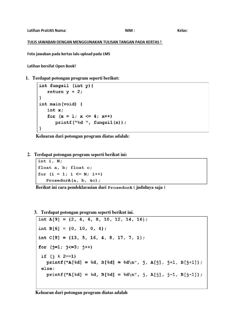 Soal Latihan Bagian 1 | PDF | Metode & Bahan Ajar | Komputer
