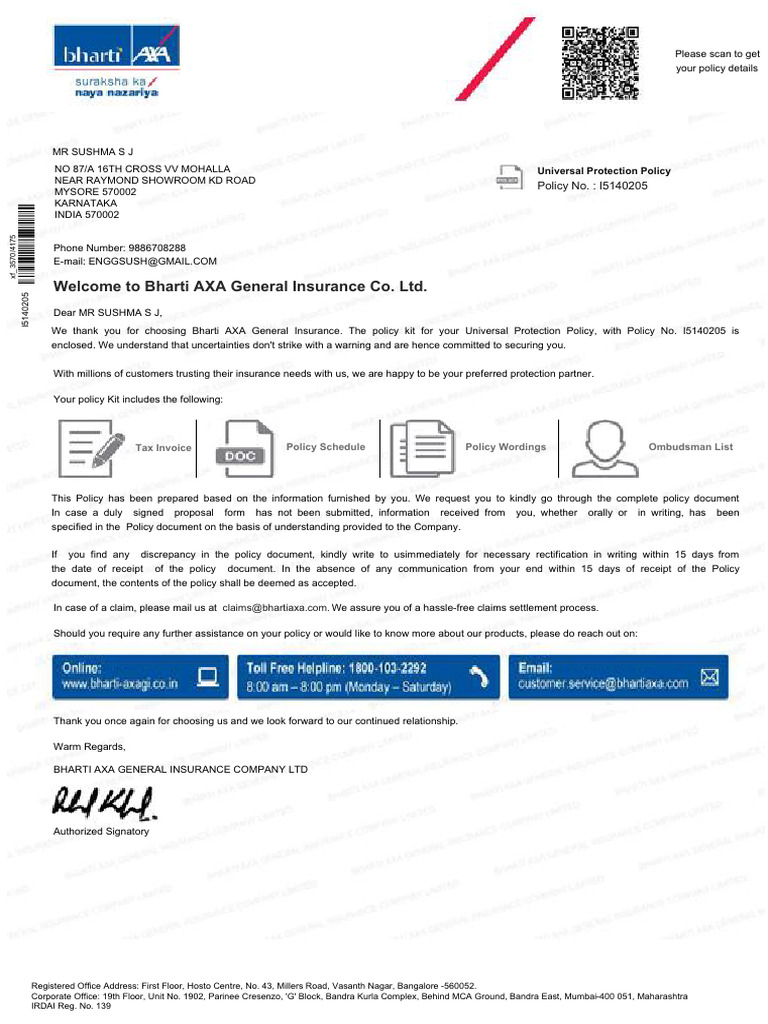 Welcome To Bharti AXA General Insurance Co. LTD | PDF | Insurance | Tax ...