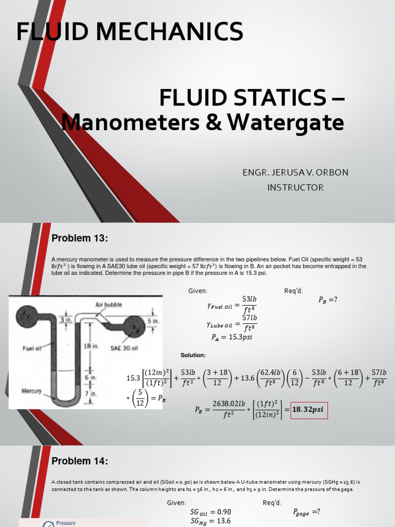 FM Fluid Statics 2 | PDF | Pressure Measurement | Pressure