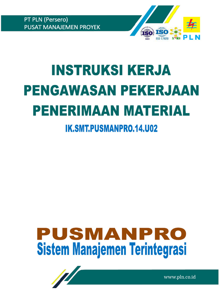 IK - SMT.PUSMANPRO.14.U02 - R1 Penerimaan Material | PDF