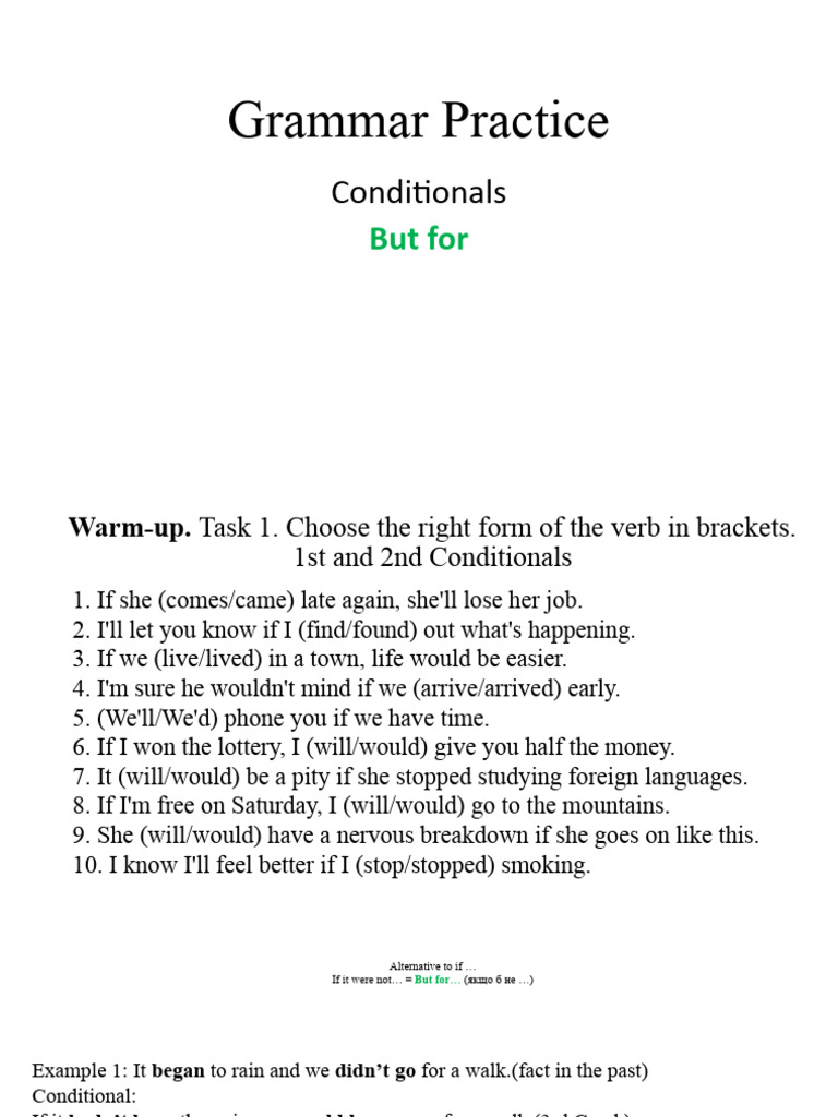 Grammar Practice But For Conditionals | PDF | Cognitive Science | Languages