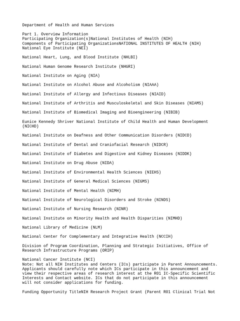 Nih Rfa 00183 | PDF | National Institutes Of Health | Institutional ...