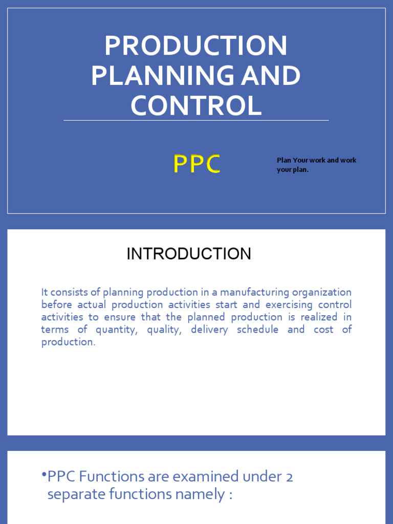 Production Planning and Control | PDF