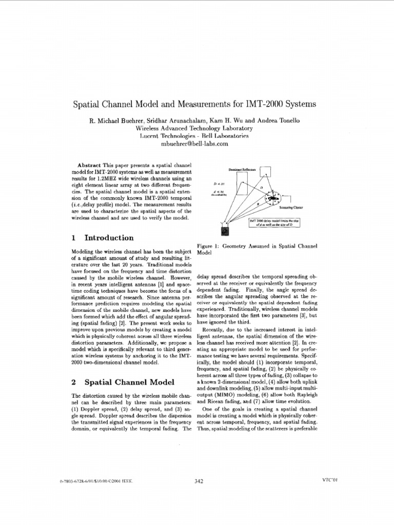 Spatial Channel Model and Measurements For IMT-2000 Systems | PDF ...