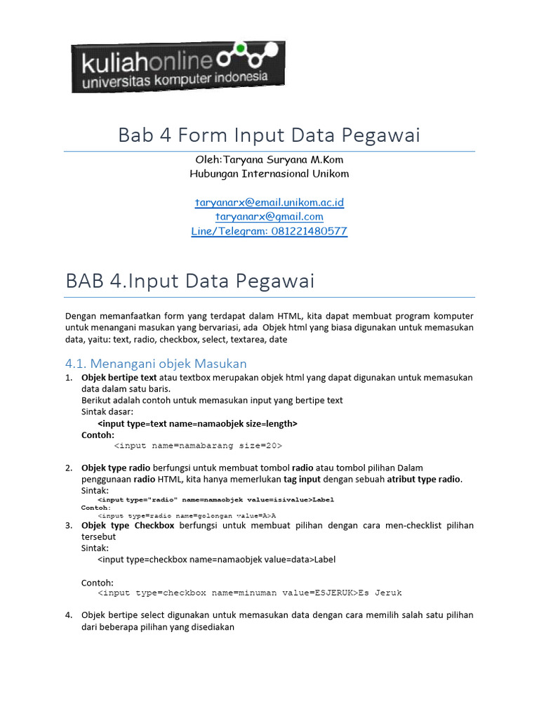Membuat Form Memasukan Data Pegawai | PDF